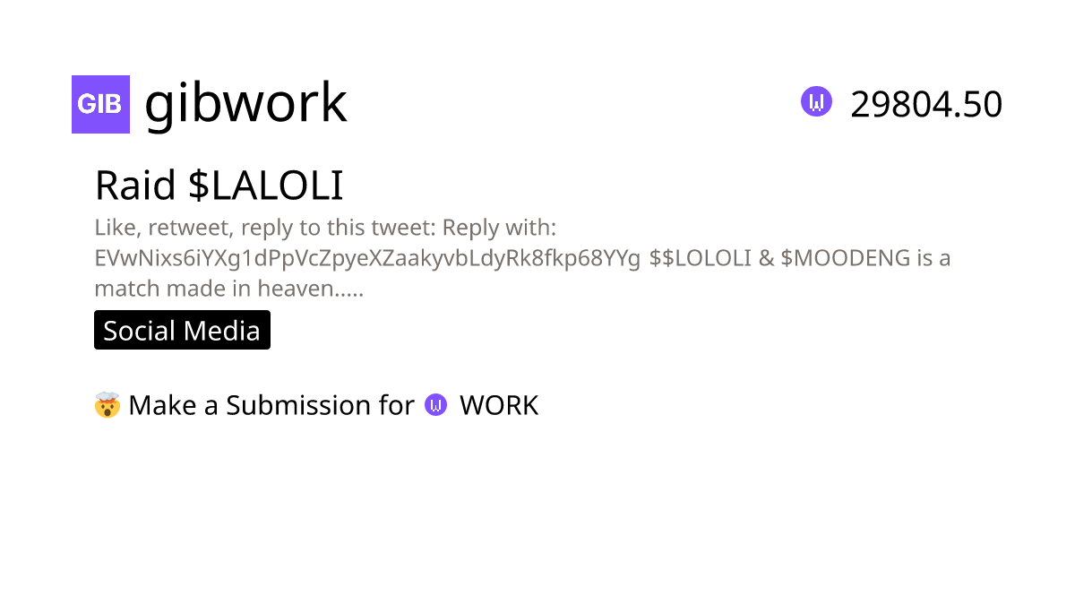 Raid $LALOLI by Cryptoman | Gibwork